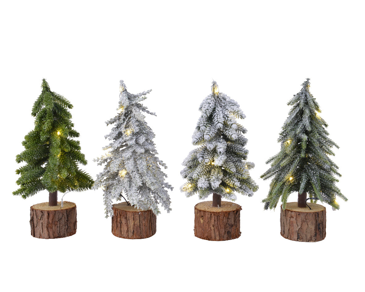 Battery Operated Frosted Snowy Mini Trees – ChristmasLightsandTrees.com