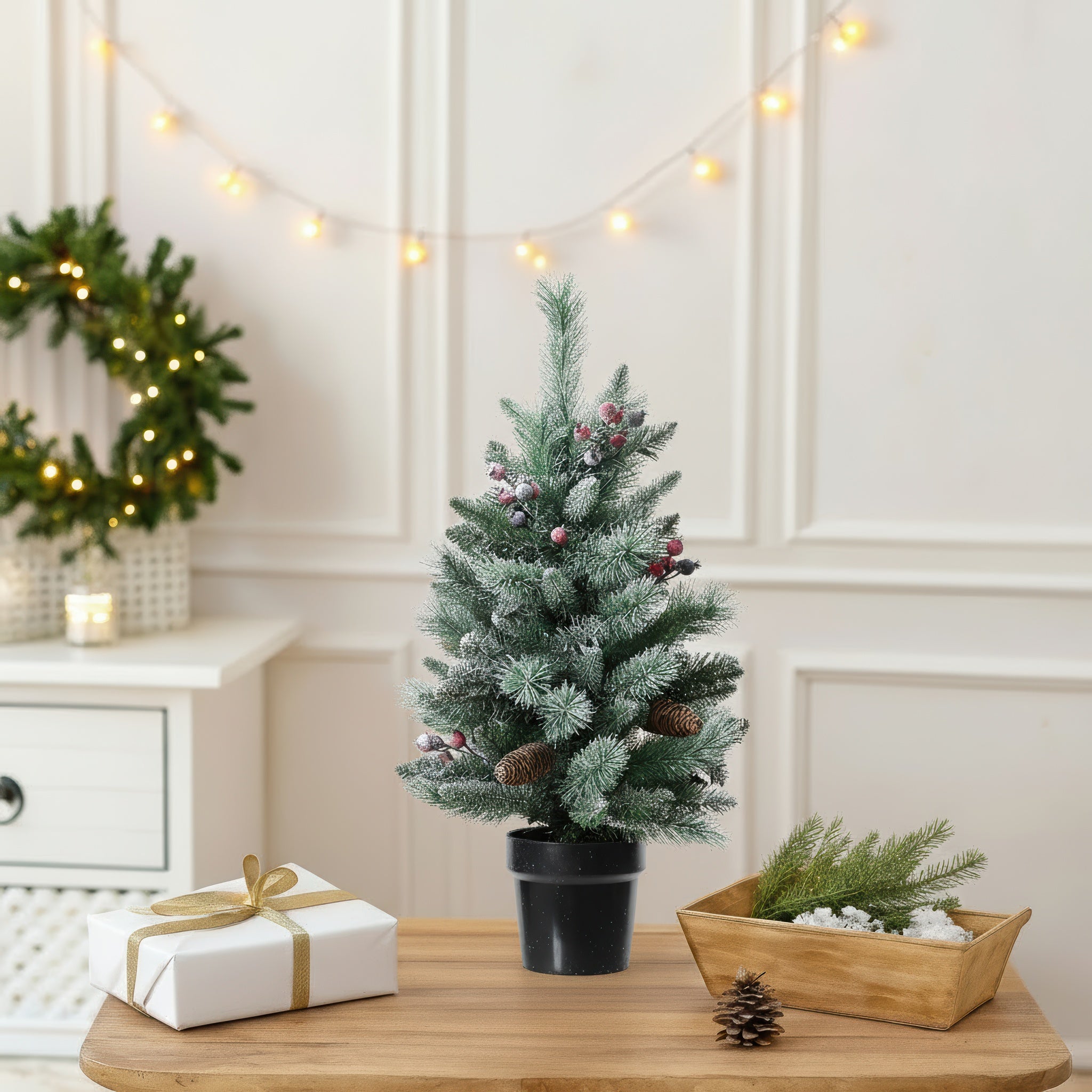 75cm Everlands Windham Frosted Mini Christmas Tree ...