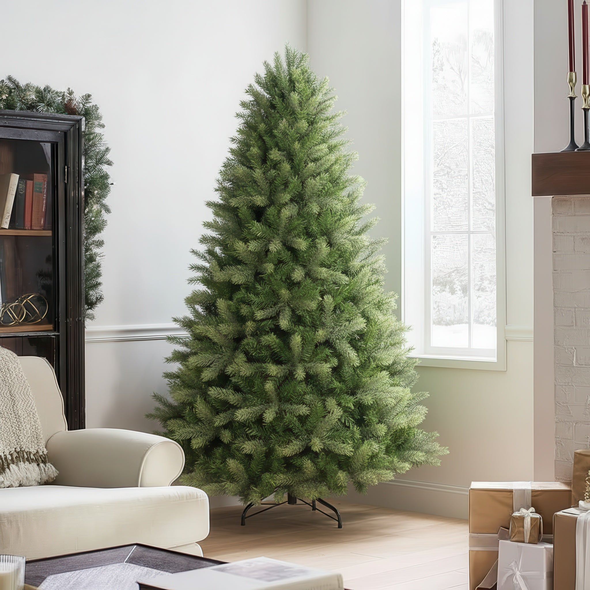 7ft Kensington Fir Artificial Christmas Tree with Metal Stand ...