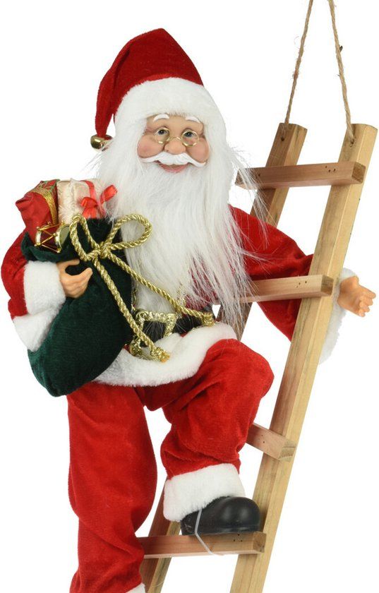 Santa on Wooden Ladder – Plush Christmas Figure | Festive Home ...